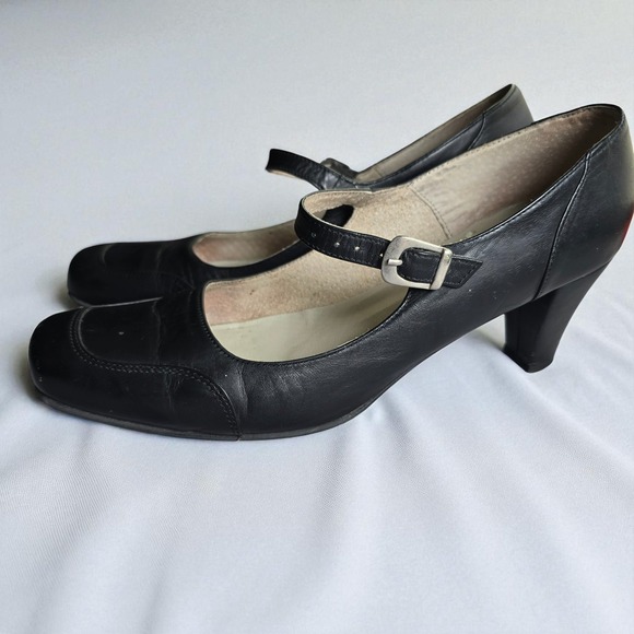 MUSSI | Shoes | Mussi Black Leather Mary Jane Heels Woman 9 Square Toe ...